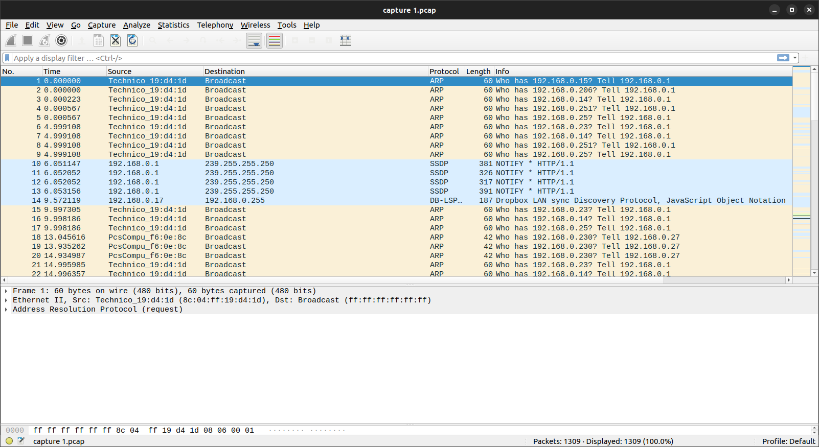 Packet analysis using Wireshark